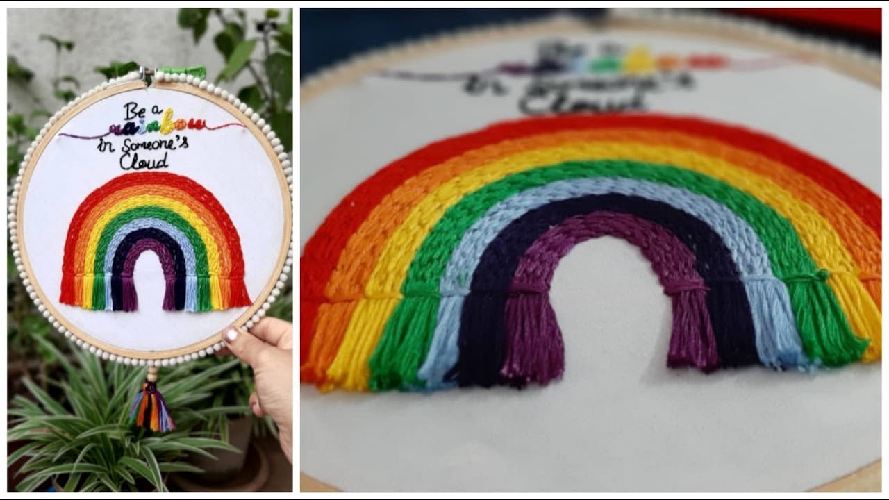 DIY Rainbow Hand Embroidery 🌈|Easy Embroidery Step by Step For ...