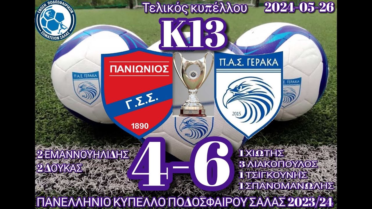 2024-05-26 Tελικός κυπέλλου (Κ13) ΠΑΝΙΩΝΙΟΣ - ΠΑΣ ΓΕΡΑΚΑ - YouTube