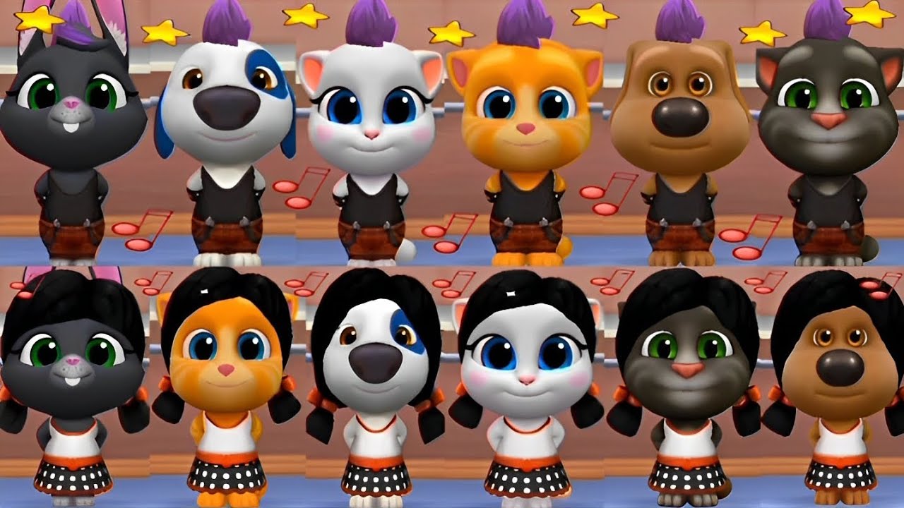 ⭕⚫Polka Dots & Punk Outfit Unlocked⚫🔱🔓My Talking Tom Friends Gameplay 🎶 ...