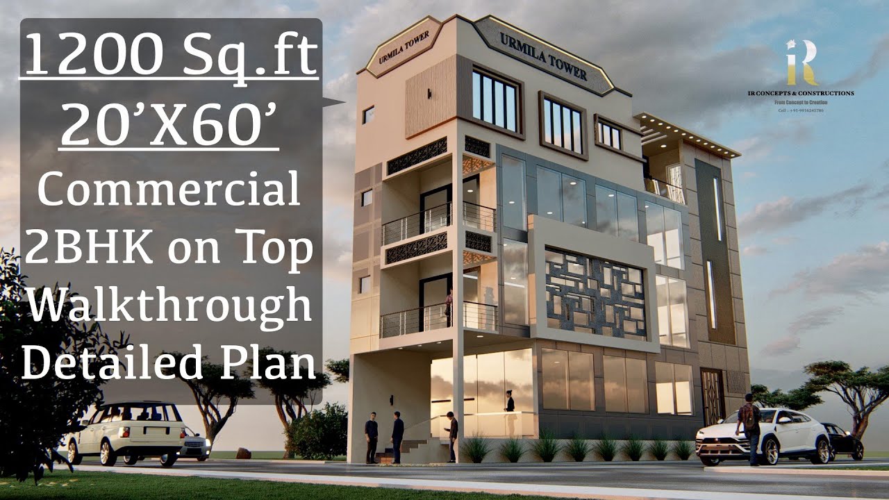 1200 Sqft Commercial And Residential Building Design 20X60 Building
