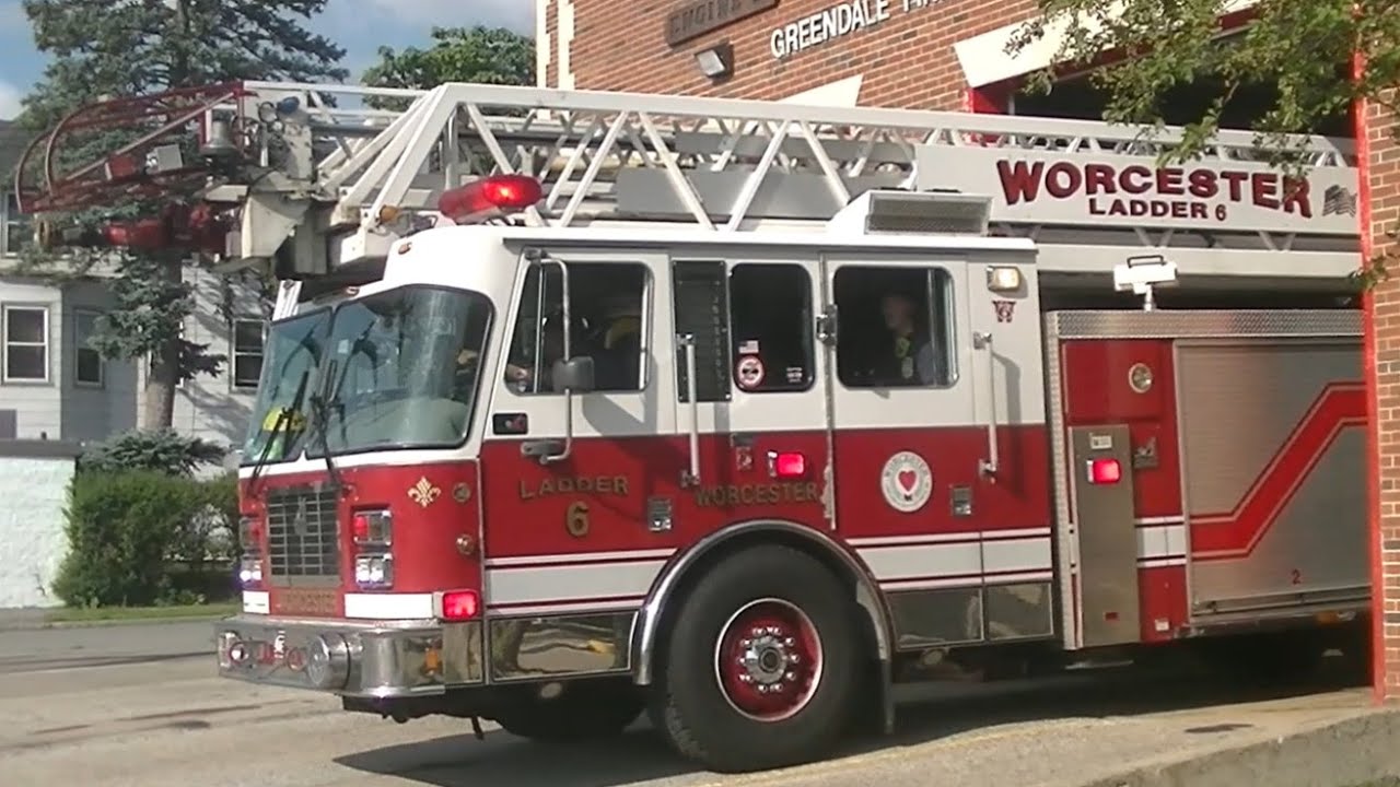 Worcester Ex-Ladder 6 Responding w/ Near Miss - YouTube