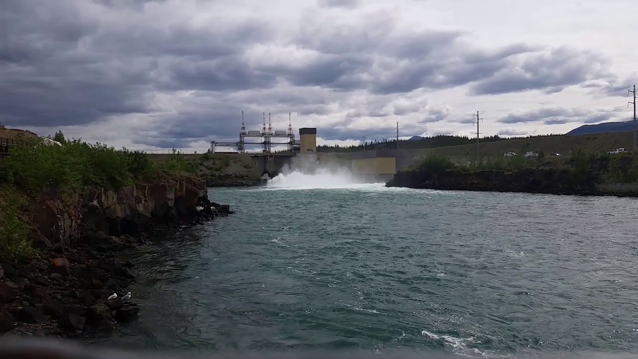 Super Powerful Yukon River at the Whitehorse Dam, Yukon Territory ...