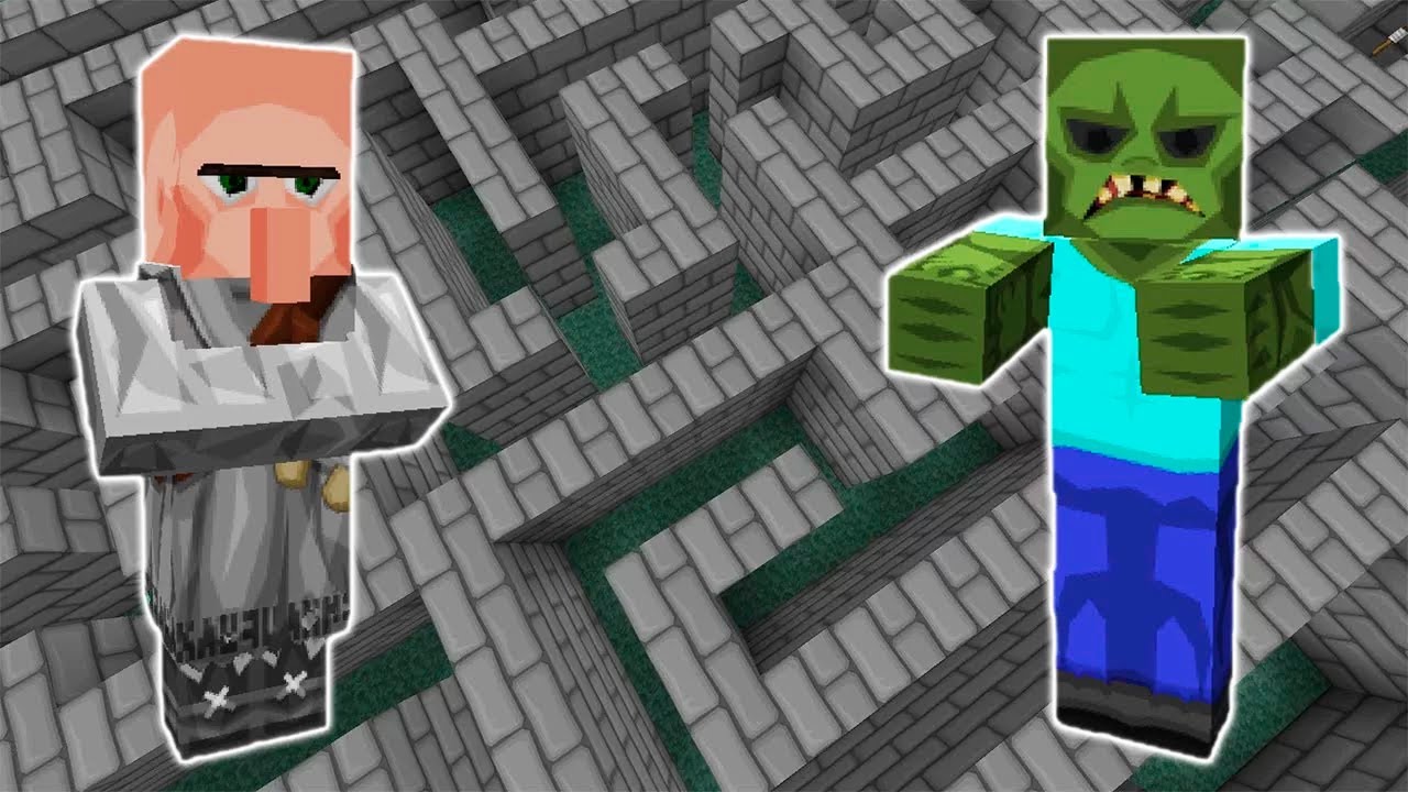 Zombie vs Villager In The Maze - Minecraft Experiment - YouTube
