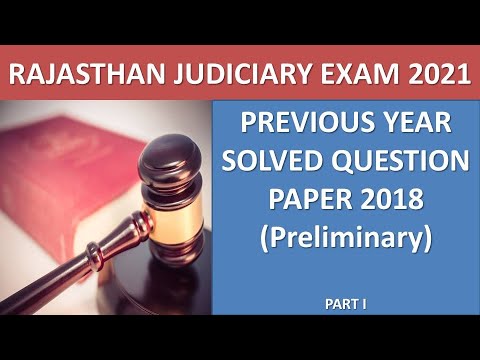 Previous Year Solved Preliminary Question Paper of Rajasthan Judiciary exam 2018 || RJS 2021 ...