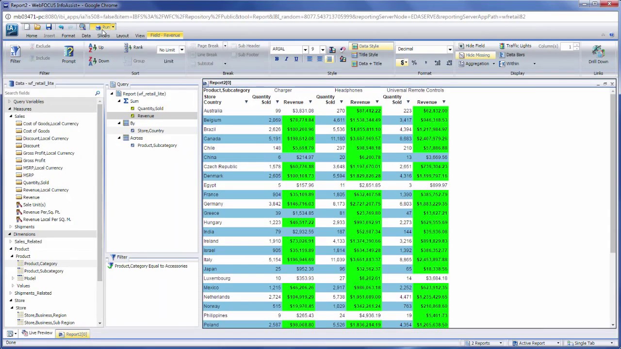 Webfocus 8 2 01 Infoassist Creating Reports Youtube