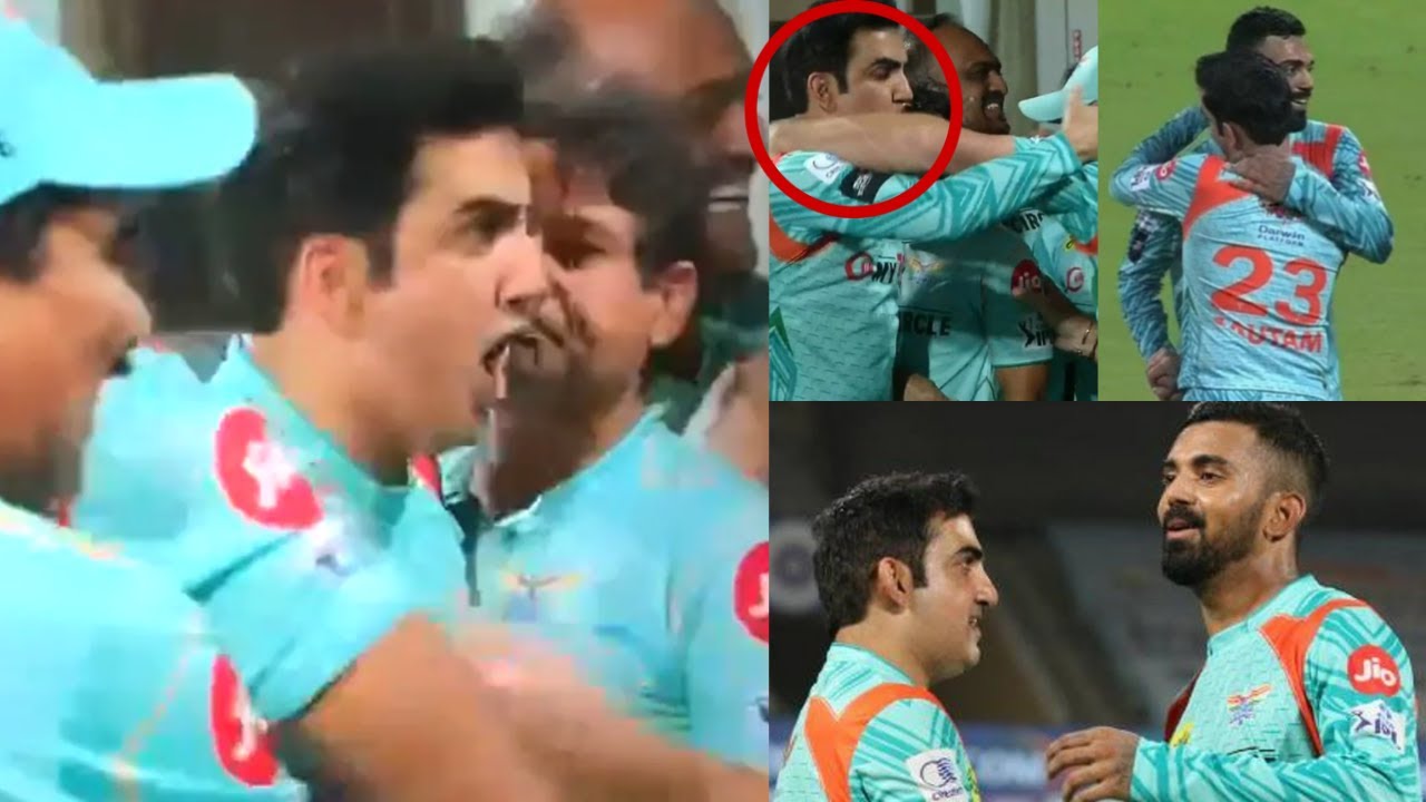 'Angry celebration' of Gautam Gambhir after LSG’s beat KKR - YouTube