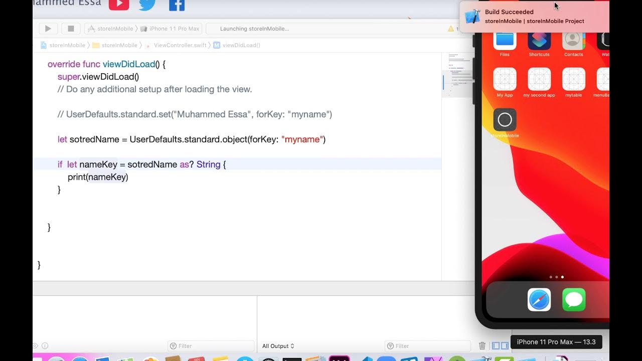 42 Swift Xcode userdefaults to store on a device - YouTube