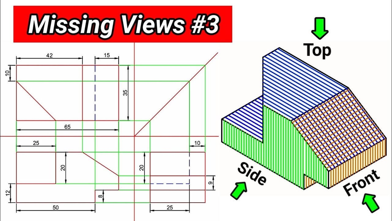 how can we draw missing views | missing view drawing | missing view ...