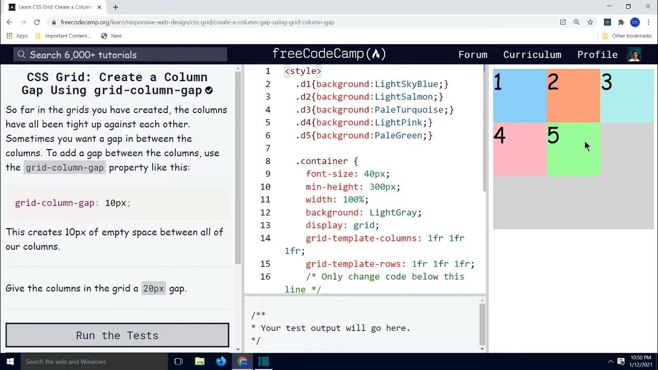 Create a Column Gap Using grid column gap CSS - YouTube