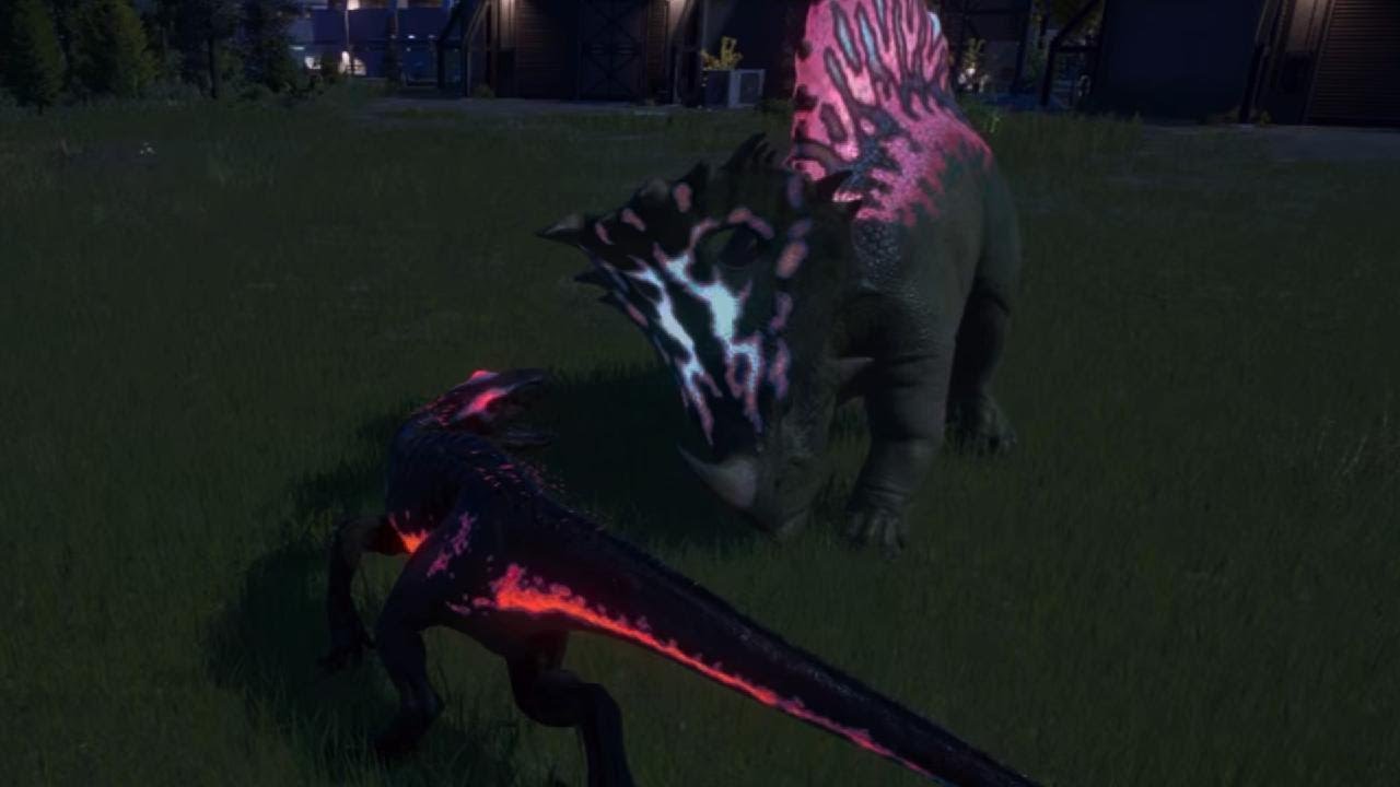 Jurassic World Evolution 2: (Modified) Spinoceratops Lux vs Indoraptor ...