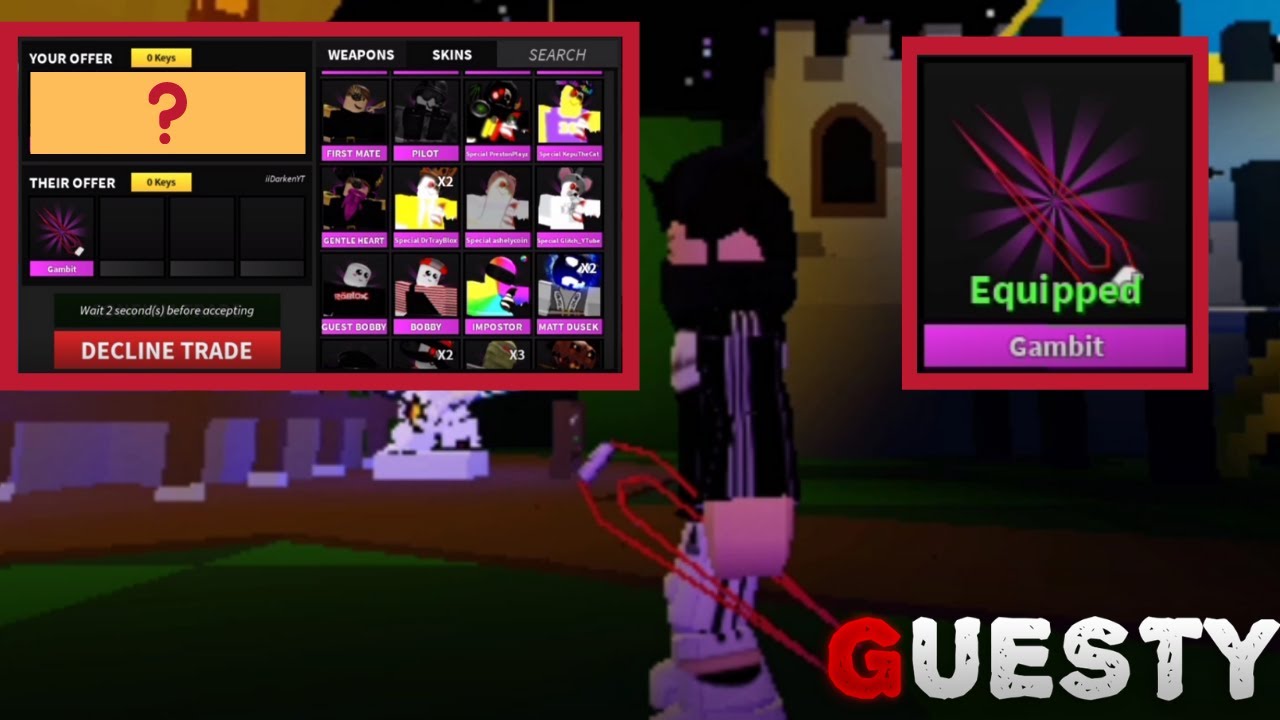 I GOT GAMBIT AKA TESTER KNIFE AGAIN (ROBLOX GUESTY) - YouTube