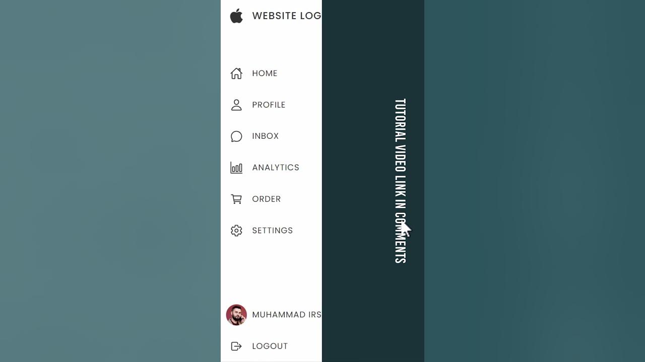 Sliding Sidebar Menu in Html and CSS #shorts - YouTube