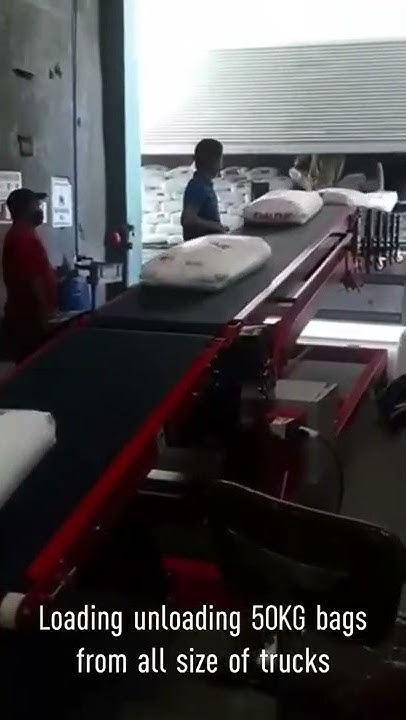 Telescopic truck loading conveyor for load and unload bags - YouTube
