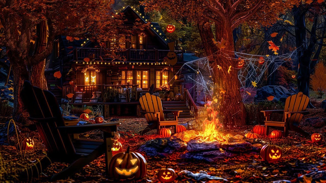 Relaxing Halloween Ambience 🎃 Haunted Autumn House 👻 Spooky Sounds ...