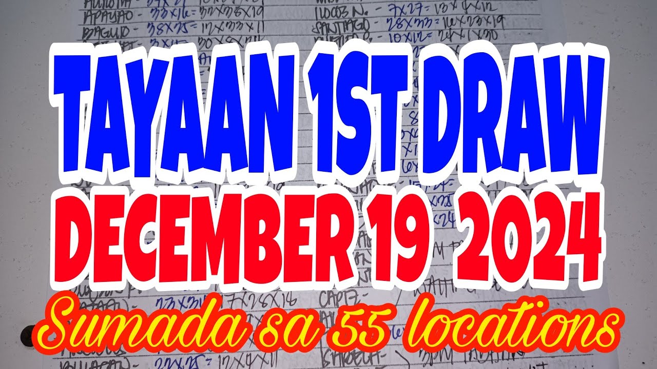 PART#2 TAYAAN 1ST DRAW SUMADA SA 8:00PM TO 8:30PM RESULTS/ DECEMBER 19 ...