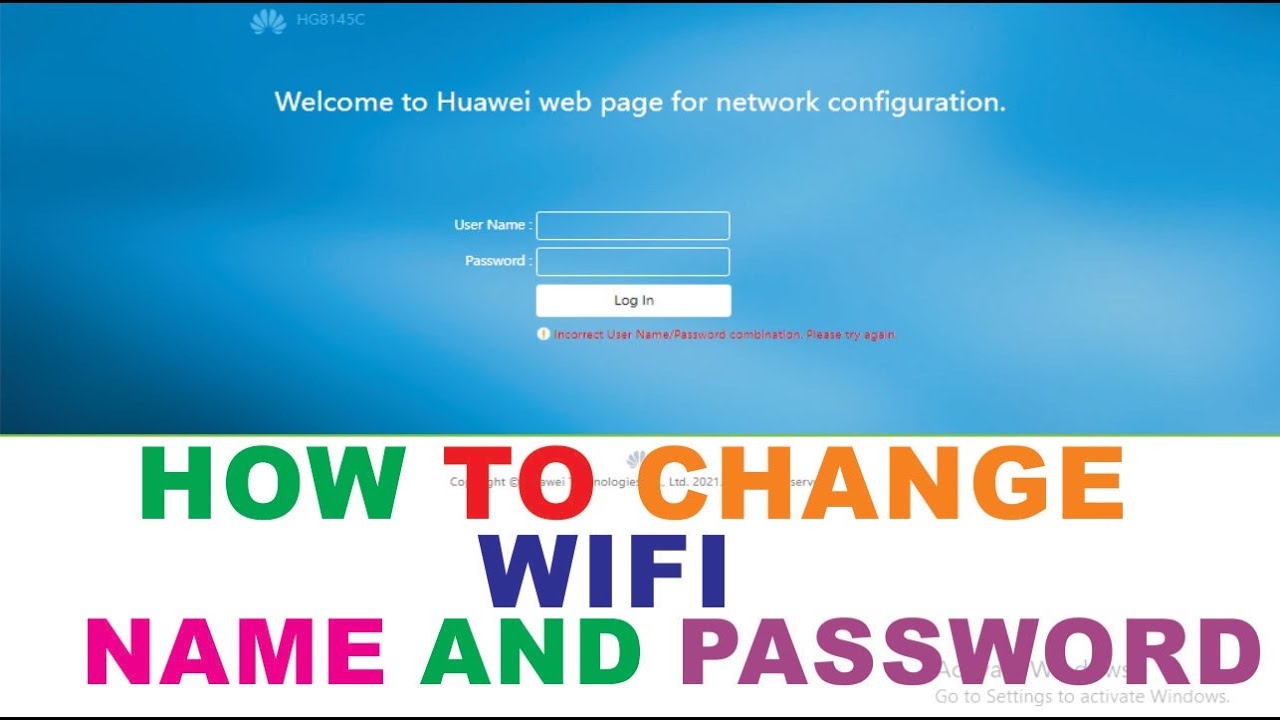 How to change Wifi Password | How TO Change Huawei Fiber Modem Hg8145C ...