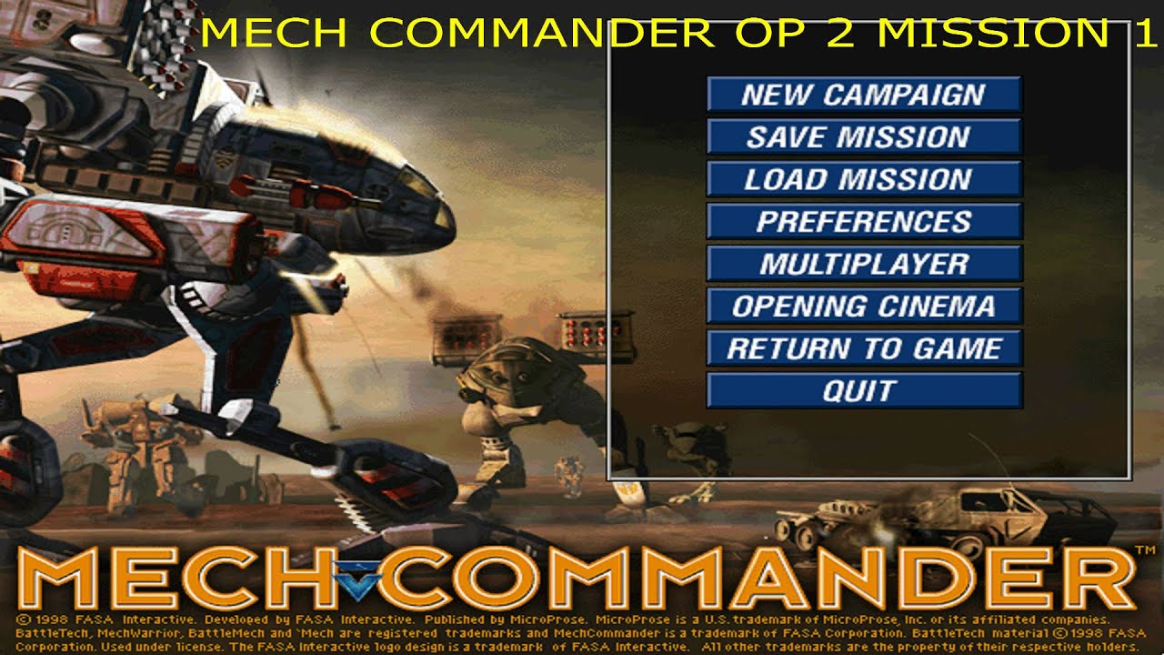 Mechcommander Op 2 Mission 1 - YouTube