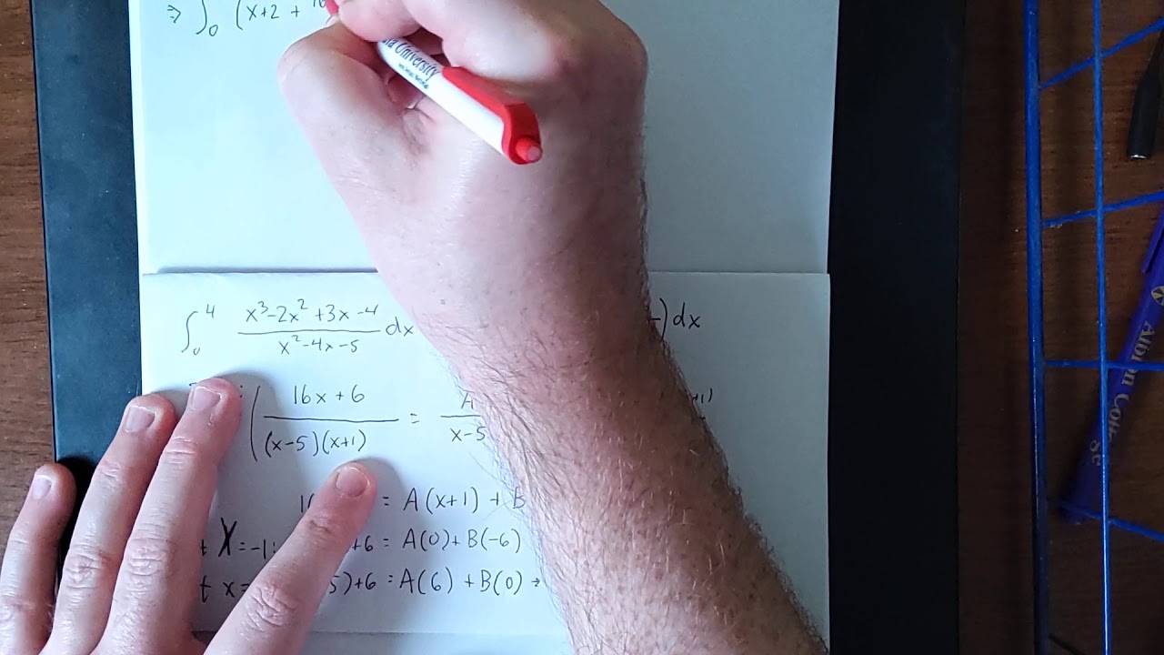 Partial fraction decomposition with a long division - YouTube