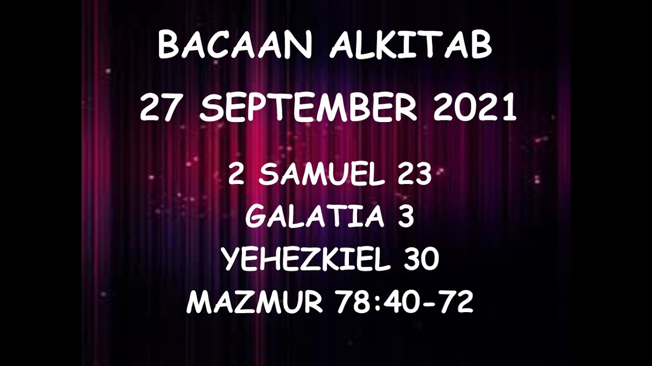 THE M'CHEYNE BIBLE READING PLAN (SEPTEMBER 27, 2021) - YouTube