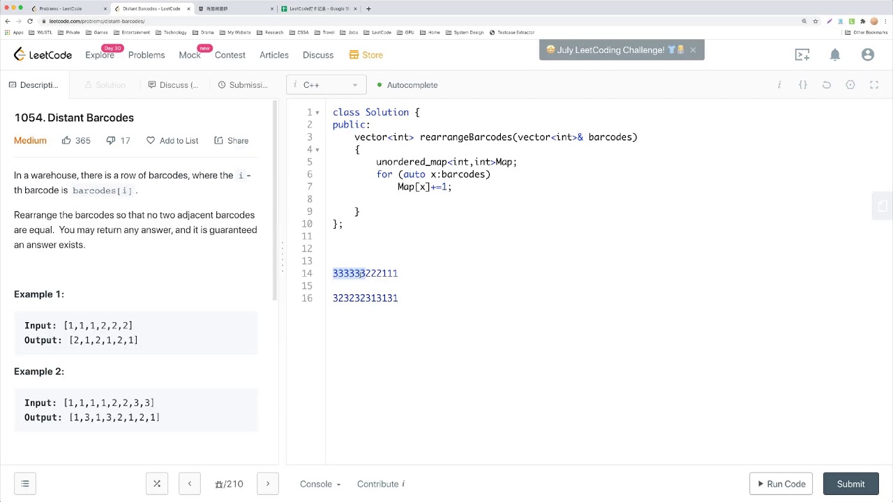 【每日一题】1054. Distant Barcodes, 7/30/2020 - YouTube
