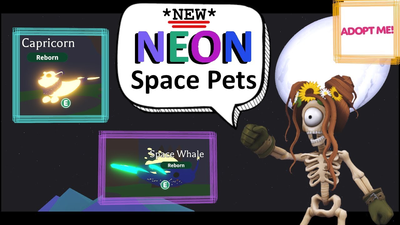 *NEW* NEON SPACE PETS!! 🌑🛸 Space Whale / Capricorn - Adopt Me (Roblox ...