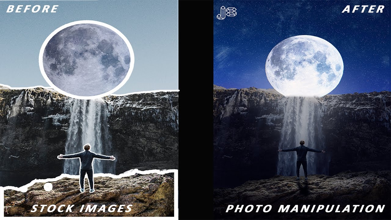 Moon Waterfall Photo Manipulation | Photoshop Tutorials - YouTube