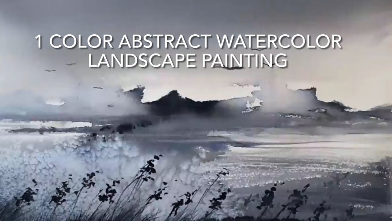 1 COLOR ABSTRACT MISTY LANDSCAPE PAINTING Beginners Watercolour ...