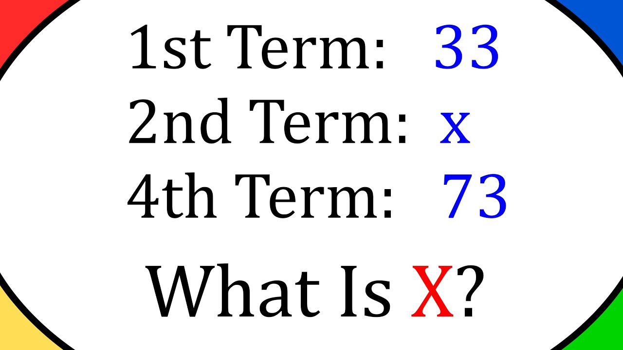 Q25a) The 1st Term Is 33, The 2nd Term Is X, The 4th Term is 73, Work ...