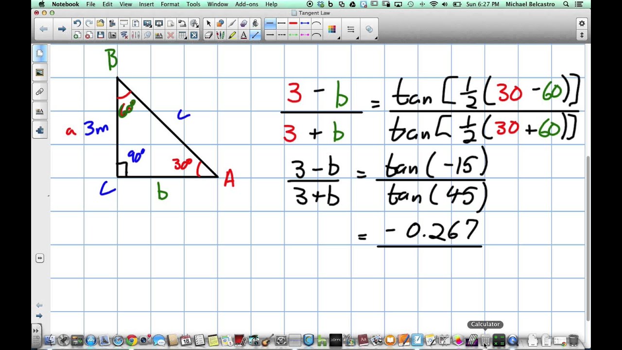 How To Learn Tangent Law Solving For A Side Grade 11 University Lesson