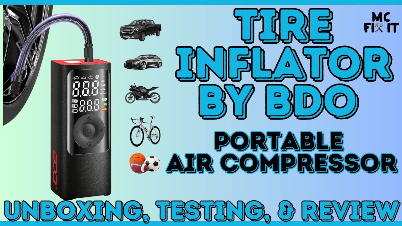 BDO Tire Inflator - Portable Air Compressor upto 150 PSI - 5 Presets ...
