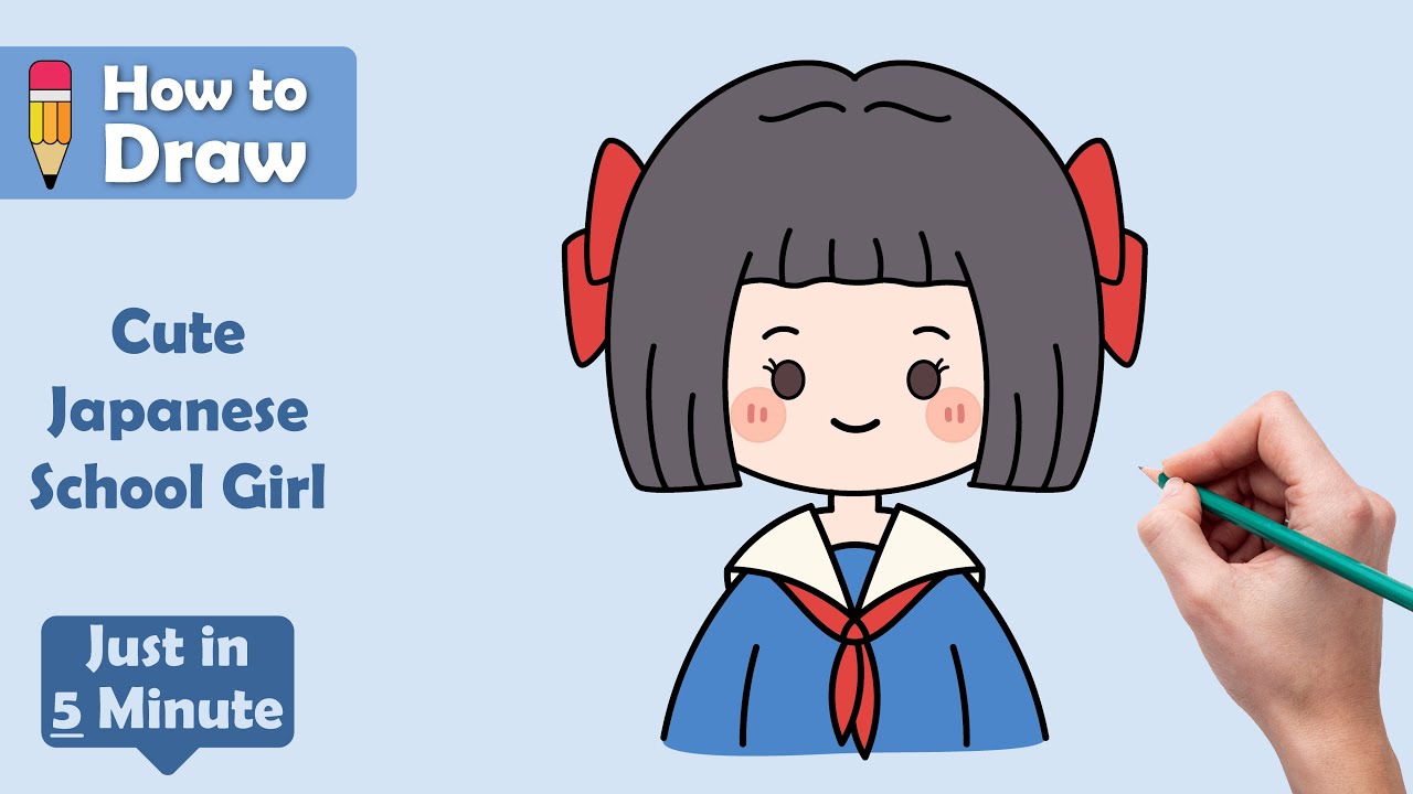 How to Draw a Cute Japanese School Girl | Step-by-Step Tutorial - YouTube
