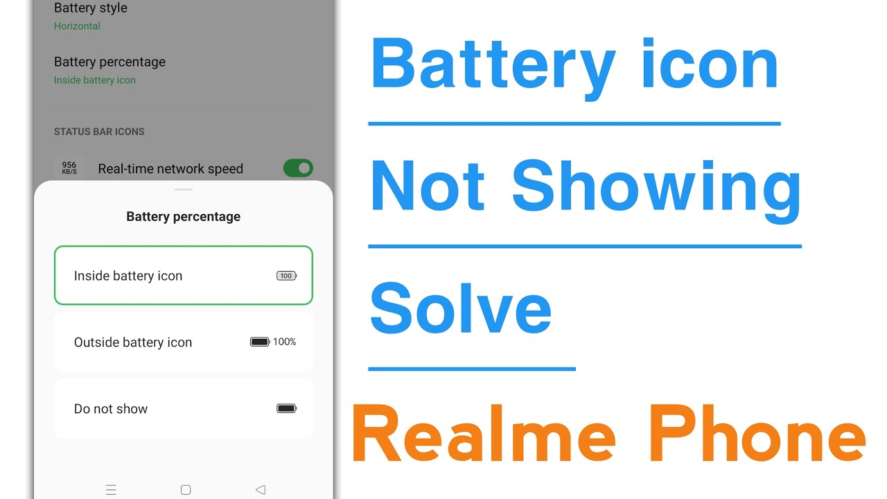 Battery icon Not Showing Problem Solve in Realme Phone - YouTube