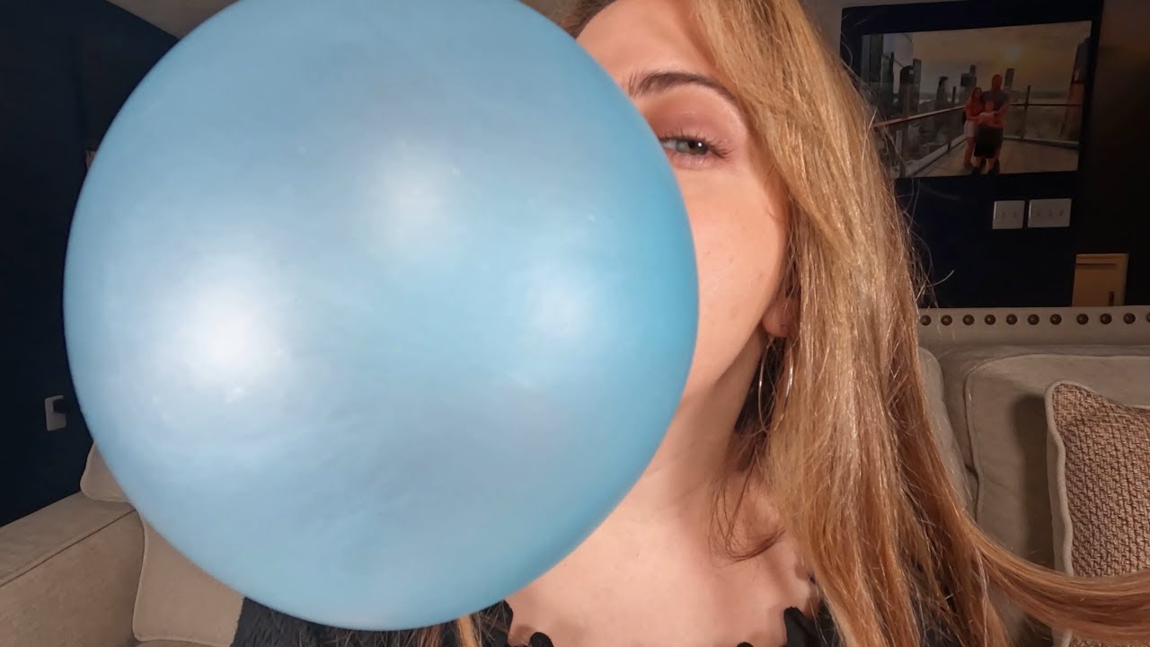 ASMR Gum Chewing *Big Bubbles* - Part 2 🍬 Rambles 💙 - YouTube