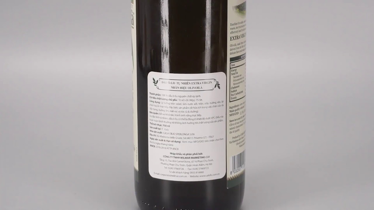 Dầu olive Extra Virgin Olivoilà chai 750ml - YouTube
