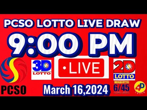 PCSO LOTTO LIVE DRAW 9PM RESULT MARCH 16,2024 - YouTube