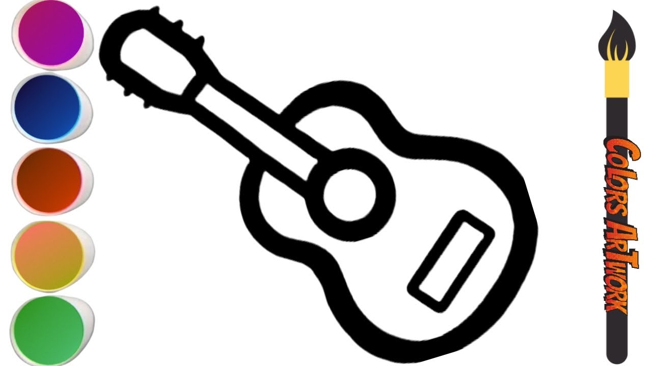 How to draw a Guitar 🎸|Guitar drawing easy|Music drawing - YouTube