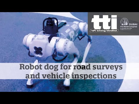 Robot dog demonstrated for road surveys and vehicle inspections - YouTube