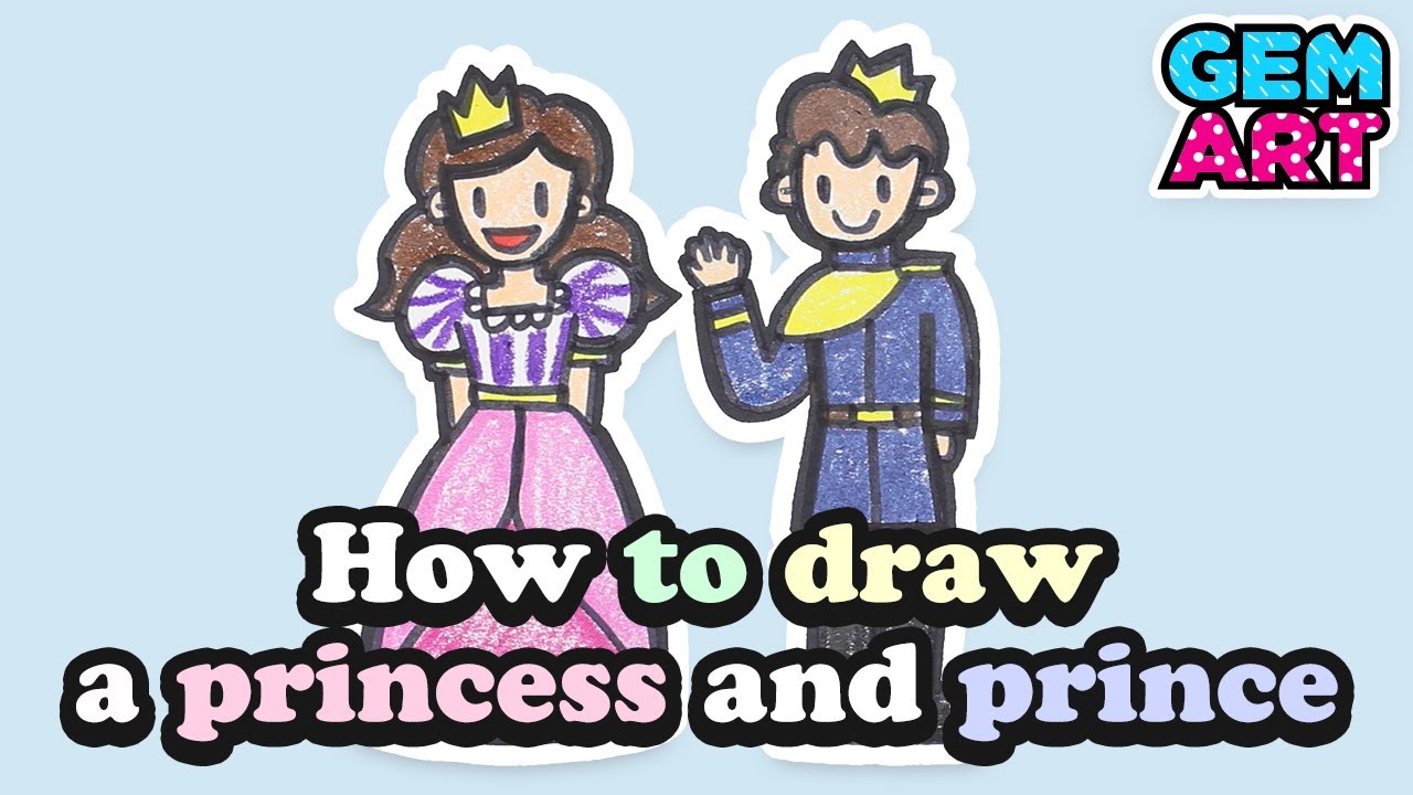 How to draw a princess and prince | princess prince Easy Draw Tutorial ...