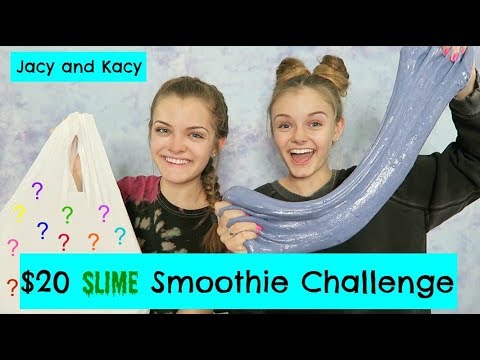 $20 Slime Smoothie Challenge ~ Jacy and Kacy - YouTube