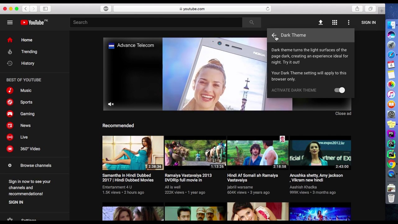 How to enable the new dark theme on YouTube 2017 - Enable YouTube dark ...
