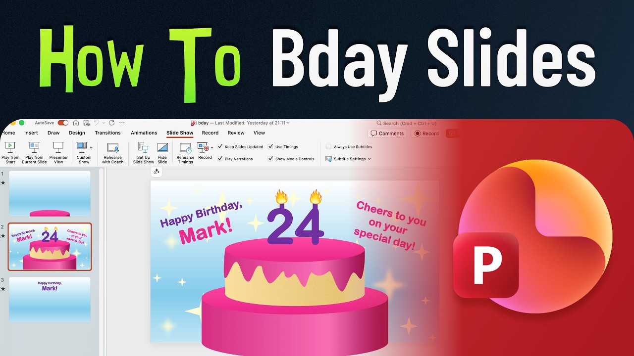 How to Create a Happy Birthday PowerPoint Card (Free Template) - YouTube