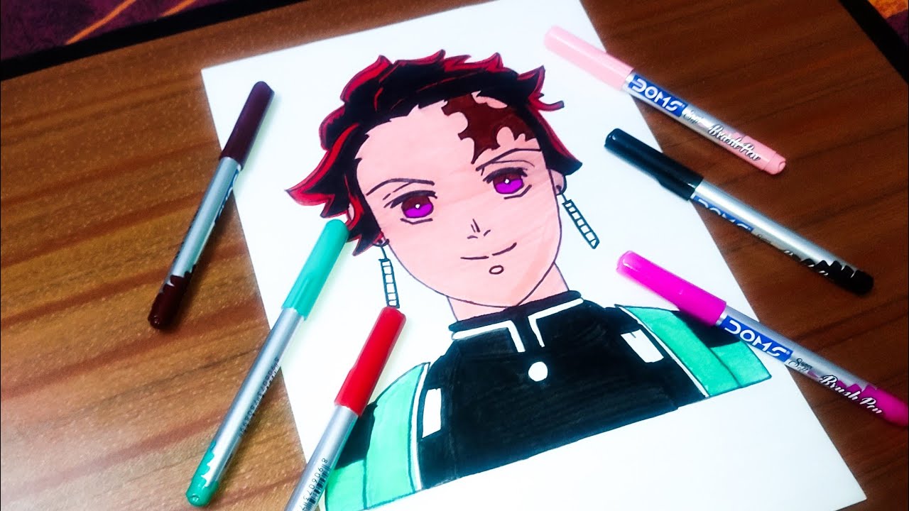 How to draw TANJIRO KAMADO Drawing 😍 l The Simran Arts - YouTube