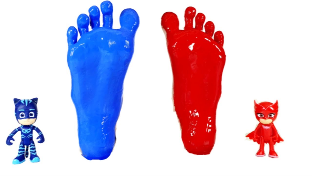 Pj Masks Toys Learn Colors with Colorful Feet and Finger Painting - YouTube