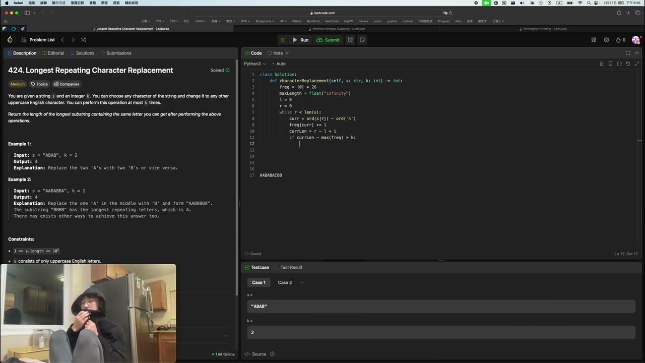 424 Longest Repeating Character Replacement - YouTube