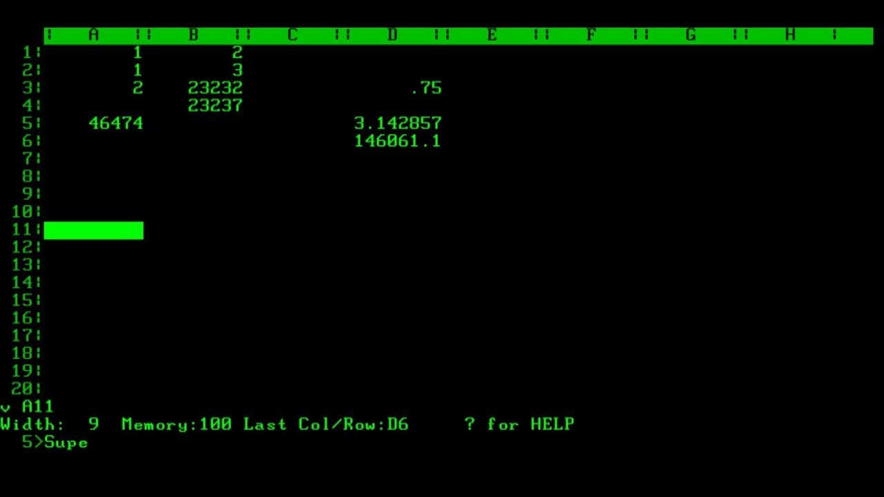 SuperCalc 1.12 [Apricot PC] (1982) Sorcim Corp. - YouTube