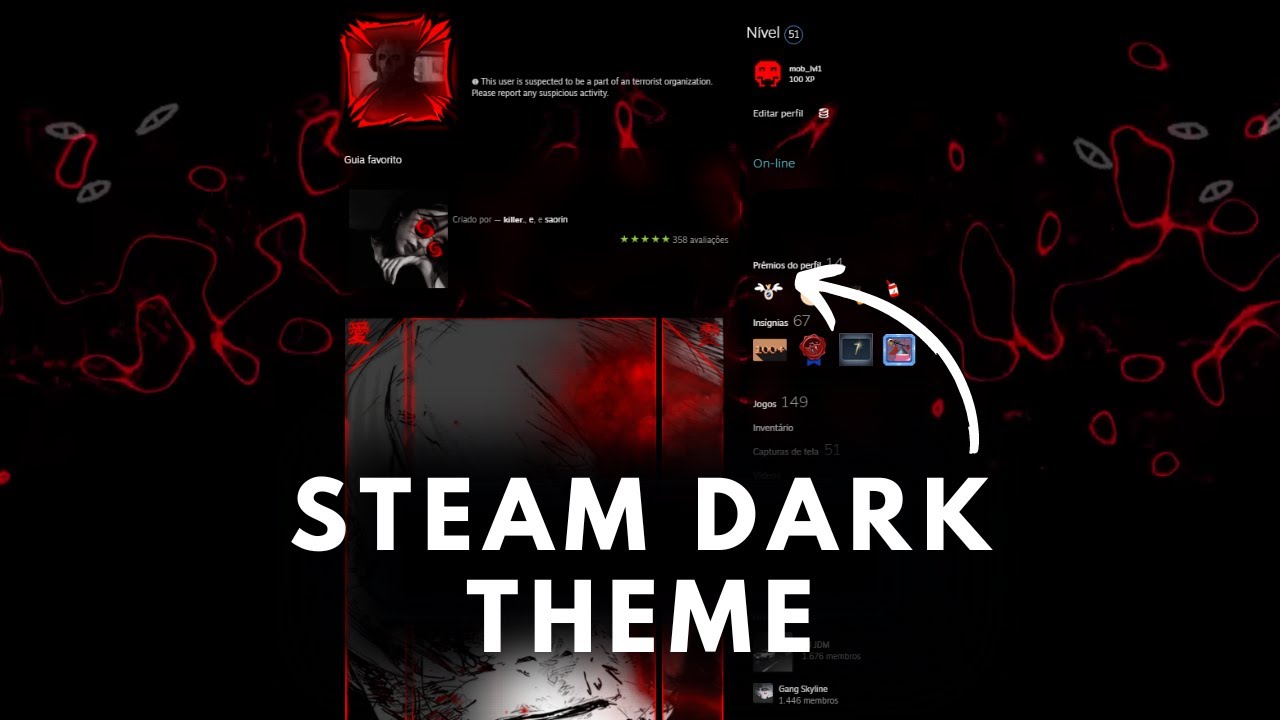 COMO DEIXAR SEU PERFIL DA STEAM COM TEMA DARK - YouTube