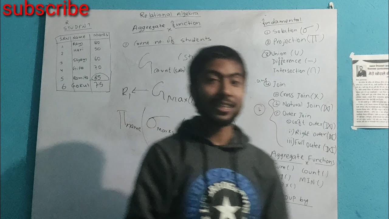 Relational algebra aggregate function, how to use aggregate function with group by - YouTube