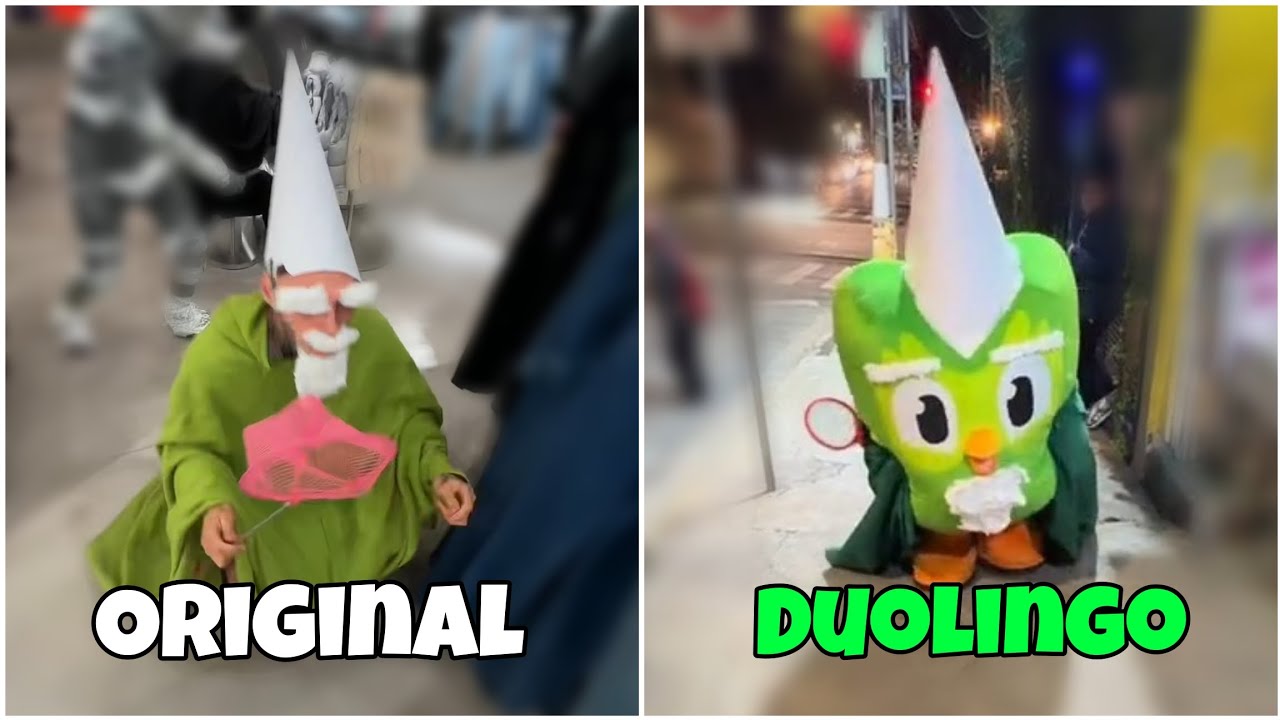 Tiny Mall Wizard Meme VS Duolingo Version - YouTube