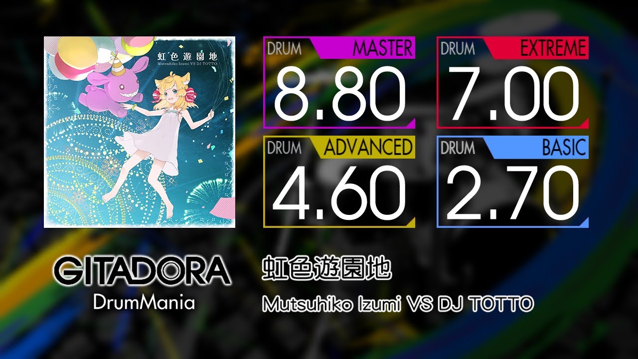【GITADORA】 虹色遊園地 (MASTER ~ BASIC) Drum - YouTube