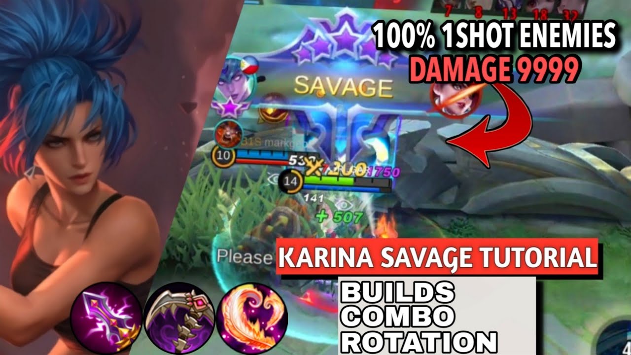 KARINA SAVAGE TUTORIAL | HOW TO USE KARINA EASY !! | MLBB | KARINA BEST BUILD AND GAMEPLAY - YouTube